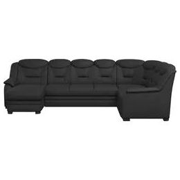 Wohnlandschaft COTTA "Marcus U-Form" Sofas Gr. B/H/T: 330 cm x 99 cm x 211 cm, Kunstleder SOFTLUX, Recamiere links-langer Schenkel rechts, Ohne Bettfunktion-ohne Schubkasten, schwarz (black) Bequeme Wohnlandschaft in klassischem Design mit hoher Rückenlehne