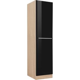 Seitenschrank KOCHSTATION "KS-Eton" Schränke Gr. B/H/T: 50 cm x 200 cm x 60 cm, 2 St., schwarz (schwarz hochglanz)