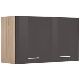 Hängeschrank KOCHSTATION "KS-Haiti" Schränke Gr. B/H/T: 100 cm x 57 cm x 34 cm, grau (grau hg eiche)