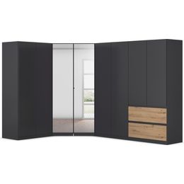 Schrank-Set Rauch "Kleiderschrank Schrank Garderobe Wäscheschrank COSTA mit Spiegel" Kastenmöbel-Sets Gr. B/H/T: 208 cm x 197 cm x 298 cm, grau (graumetallic, eiche artisan) viel Platz, grifflose Front und Push-to-Open Funktion MADE IN GERMANY