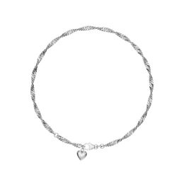 Fußkette mit Anhänger Firetti "Schmuck Geschenk Silber 925 Körperschmuck Herz+LIEBE Singapurkette" Fußkettchen Gr. Silber 925 (Sterlingsilber), silberfarben (silberfarben, rhodiniert)