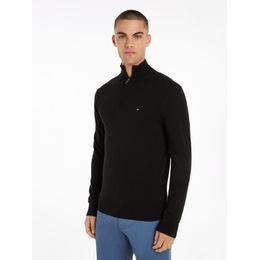 Troyer Tommy Hilfiger "ESSENTIAL COTTON ZIP MOCK" Gr. M, schwarz (black) Herren Pullover