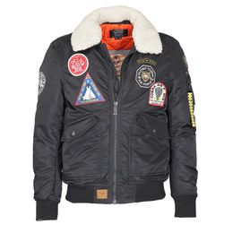 Top Gun Herren Bomberjacke "TG23003", schwarz, Gr. L, Obermaterial: 100% Polyamid / Futter, Wattierung, Strick, Kunstfell: 100% Polyester, Jacken