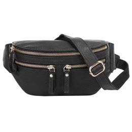 Betty Barclay Damen G&uuml;rteltasche, schwarz, Leder, Strukturmuster, Taschen, echt Leder