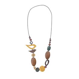 Damen Lange Kette "Birds", braun, Basic, Collezione Alessandro, Holz, Halsketten, aus Holzperlen in verschiedenen Farben und Formen