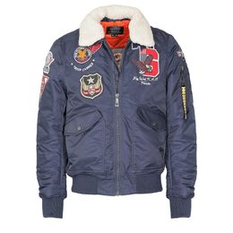 Top Gun Herren Bomberjacke "TG23002", blau, Gr. XXL, Obermaterial: 100% Polyamid / Futter, Wattierung, Strick, Kunstfell: 100% Polyester, Jacken
