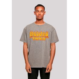 F4NT4STIC Damen T-Shirt "Stranger Things Fire Logo Women Netflix TV Series", grau, Gr. L, Obermaterial: 100% Baumwolle, Shirts, Premium Qualit&auml;t