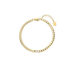 Paul Valentine Brilliant Curb Bracelet 14K Gold Plated