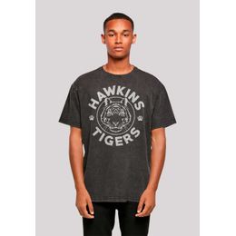 F4NT4STIC Damen T-Shirt "Stranger Things Hawkins Grey Tiger Netflix", schwarz, Gr. M, Obermaterial: 100% Baumwolle, Shirts, Premium Qualit&auml;t