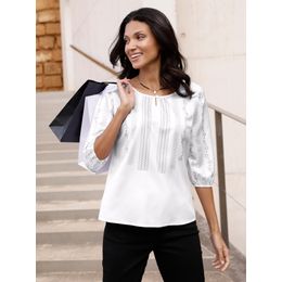 Classic Basics Damen Schlupfbluse, grau, Gr. 56, bedruckt, gebl&uuml;mt, gemustert, mehrfarbig, 100% Polyester, Blusen