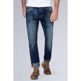 CAMP DAVID Herren Regular-fit-Jeans, blau, Gr. 32, leichte Abriebeffekte, Material: 99% Baumwolle, 1% Elasthan, Zusatz: Enthält nichttextile Teile