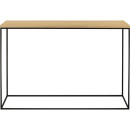 Konsolentisch TemaHome "Gleam" Tische Gr. B/H/T: 120 cm x 76 cm x 40 cm, Metallbeine, braun (eichefarben, schwarz) mit edlem schwarzen Metallgestell, Tischplatte aus Marmor oder Holz