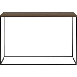 Konsolentisch TemaHome "Gleam" Tische Gr. B/H/T: 120 cm x 76 cm x 40 cm, Metallbeine, braun (walnußfarben, schwarz) mit edlem schwarzen Metallgestell, Tischplatte aus Marmor oder Holz