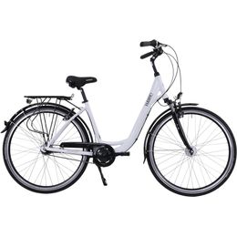 Cityrad HAWK Bikes "City Wave Deluxe White" Fahrräder Gr. 44 cm, 26 Zoll (66,04 cm), weiß für Damen und Herren