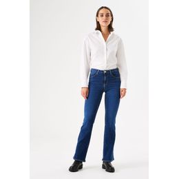 Slim-fit-Jeans Garcia "Celia Flare" Gr. 28, Länge 30, blau (dunkelblau used), Damen, Obermaterial: 98% Baumwolle, 2% Elasthan, Jeans