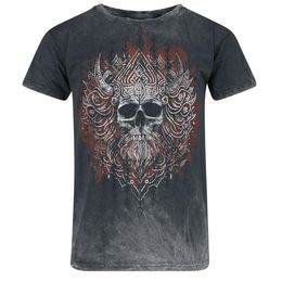 Outer Vision Viking Skull T-Shirt grau in 3XL 17622-OV