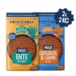 Pets Deli Trockenfutter Probierpaket Maxi Basic Mix für Hunde - Sparpaket 2x2kg