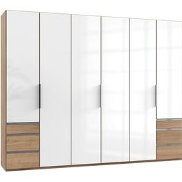 Kleiderschrank wimex "Level by fresh to go" Schränke Gr. B/H/T: 300 cm x 236 cm x 58 cm, 6 St., braun (plankeneichefarben, weißglas) Drehtürenschrank Kleiderschrank Schränke mit vollflächigen Glastüren