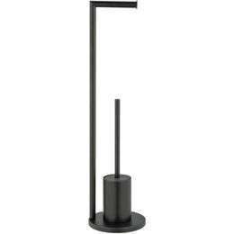 Wenko Metall stand WC-Garnitur Ferla in Schwarz 18 x 69,5 cm