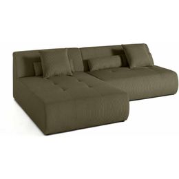 Onyx - 4-sitzer modulares ecksofa beidseitig montierbar - cord - grün