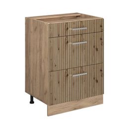 Küchenunterschrank R-Line, Artisan-Eiche, 60 cm mit Schubladen, ohne Arbeitsplatte VICCO