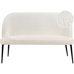 Beliani - Sofa Weiß Bouclé-Stoffbezug 2-Sitzer Küchensofa mit Schwarzem Metallgestell Ohne Armlehnen Modern Wohnzimmer Möbel Wohnecke Sitzecke Küche