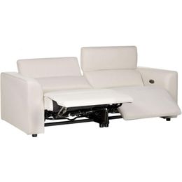 Beliani 2-Sitzer Sofa Hellbeige Stoffbezug mit USB-Anschluss Fußteil und Kopfteil Elektrisch Verstellbar Modern Wohnzimmer Polstersofa Stoffsofa