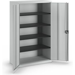Mauser Stahlschrank mit Flügeltüren, 4 Fachböden, Breite 1200 mm, lichtgrau, Außentiefe 600 mm