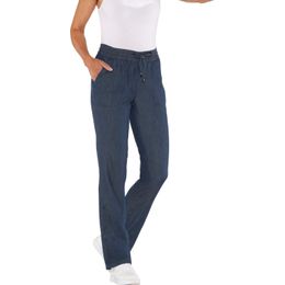 Damen Schlupfjeans mit gesmoktem Bund blue-stone-washed, Gr&ouml;&szlig;e 28