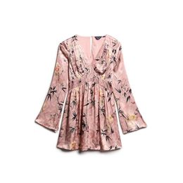 Superdry Kleid Damen Größe 40 grün / orange / rosa / schwarz Winterkleid