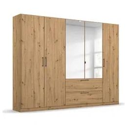 Drehtürenschrank Rauch "Kleiderschrank Schrank Garderobe Wäscheschrank CHALLENGER" Schränke Gr. B/H/T: 226,0 cm x 210,0 cm x 54,0 cm, 5 St., braun (eiche artisan) mit Spiegeltüren und geräumigen Schubladen MADE IN GERMANY