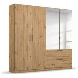 Drehtürenschrank Rauch "Kleiderschrank Schrank Garderobe Wäscheschrank CHALLENGER" Schränke Gr. B/H/T: 181,0 cm x 197,0 cm x 54,0 cm, 4 St., braun (eiche artisan) mit Spiegeltüren und geräumigen Schubladen MADE IN GERMANY