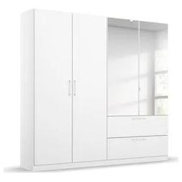 Drehtürenschrank Rauch "Kleiderschrank Schrank Garderobe Wäscheschrank CHALLENGER" Schränke Gr. B/H/T: 181,0 cm x 210,0 cm x 54,0 cm, 4 St., weiß (alpinweiß) mit Spiegeltüren und geräumigen Schubladen MADE IN GERMANY