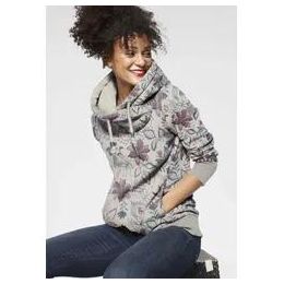 Sweater Ragwear "GRIPY FLOWERS O" Gr. M (38), weiß Damen Sweatshirts Hoodie mit floralem All Over-Druck