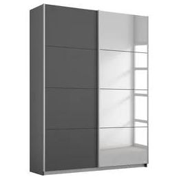 Schwebetürenschrank Rauch "Subito Kleiderschrank Bestseller" Schränke Gr. B/H/T: 136 cm x 197 cm x 61 cm, 1 Spiegel- und 1 Dekortür, 2, grau (graumetallic) Schlafzimmerschrank Schrank Garderobe mit 4 Spiegelelementen