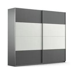 Schwebetürenschrank Rauch "Quadra Bestseller Schlafzimmerschrank in vielen Breiten" Schränke Gr. B/H/T: 271 cm x 230 cm x 62 cm, 2 St., grau (grau metallic, weißglas) Kleiderschrank Garderobenschrank Schrank mit Glaselementen