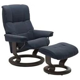 Relaxsessel stressless "Mayfair" Sessel Gr. Leder PALOMA, Classic Base Wenge, Relaxfunktion-Drehfunktion-PlusTMSystem-Gleitsystem, B/H/T: 79cm x 101cm x 73cm, blau (oxford blue paloma) mit Hocker, Classic Base, Größe S, M & L, Gestell Wenge