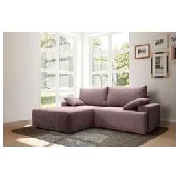 Ecksofa exxpo - SOFA FASHION "Orinoko, aktuelles Design und hoher Sitzkomfort, L-Form" Sofas Gr. B/H/T: 240cm x 92cm x 177cm, Cord POSO, Recamiere links, rosa (rose) inkl. Bettfunktion und Bettkasten, schöne Farben im angesagten Cord