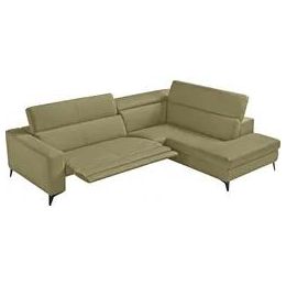 Ecksofa Egoitaliano "Edith, Designsofa mit hohem Sitzkomfort, L-Form" Sofas Gr. B/H/T: 269cm x 96cm x 203cm, Leder BULL, Ottomane rechts, grün (pistazie) inkl. elektrischer Relaxfunktion und manuell verstellbaren Kopfteilen