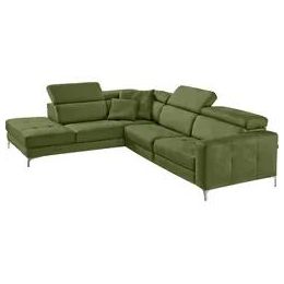 Ecksofa Egoitaliano "Matt, hoher Sitzkomfort und aufwendige Detailverarbeitung, L-Form" Sofas Gr. B/H/T: 285cm x 100cm x 221cm, Luxus-Microfaser BLUSH, Ottomane links, grün (kiwi) mit Ottomane, inkl. verstellbarer Kopfteile zum Relaxen