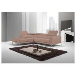 Ecksofa Egoitaliano "Claudie, Designsofa mit extrakomfortablem Sitzkomfort" Sofas Gr. B/H/T: 268cm x 97cm x 226cm, Leder BULL, Recamiere links, mit Kopfteilverstellung, rosa (millenium rose) Inkl. Kopfteilverstellung, L-Form