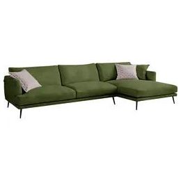 Ecksofa Egoitaliano "Sophia, Designsofa mit extrakomfortablem Sitzkomfort" Sofas Gr. B/H/T: 274cm x 77cm x 154cm, Luxus-Microfaser BLUSH, Recamiere rechts, grün (kiwi) mit Daunenfederung, L-Form