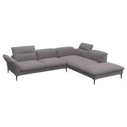 Ecksofa FLEXLUX "Salino, Funktionssofa mit Ottomane, Relaxsofa, Ecksofa" Sofas Gr. B/H/T: 287cm x 88cm x 239cm, Chenille-Struktur, lange Ottomane rechts, braun (latte) Sofa mit Arm- und Kopfteil-Verstellungen, Kaltschaum & Stahl-Wellen