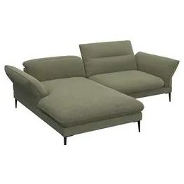 Ecksofa FLEXLUX "Salino, Funktionssofa mit Recamiere, Relaxsofa, Ecksofa", grün (moss), B:245cm H:88cm T:182cm, 100% Polyester, Sofas, Sofa mit Arm- und Kopfteil-Verstellungen, Kaltschaum & Stahl-Wellen