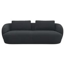 3-Sitzer FLEXLUX "Torino, rund, Couch, Dreisitzer" Sofas Gr. B/H/T: 217cm x 85cm x 102cm, Lederoptik, schwarz (gorilla black) Modernes, organisches Sofa-Design, Kaltschaum, Wellenunterfederung