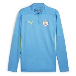 T-Shirt Puma "Manchester City Trainingsoberteil Herren" Gr. L, blau (magic blau gelb glow), Herren, Obermaterial: 100% Polyester; Ärmel: 100% Polyester; Einsatz: 100% Polyester, Shirts