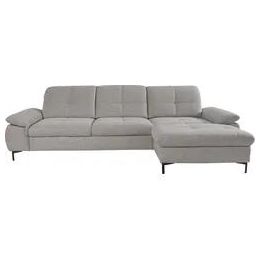 Ecksofa Alina "Melina" Sofas Gr. B/H/T: 274cm x 100cm x 203cm, Struktur TTA, Recamiere rechts, mit Bettfunktion, grau (kiesel tta 9) In 2 Breiten, Wahlweise mit und ohne Bettfunktion