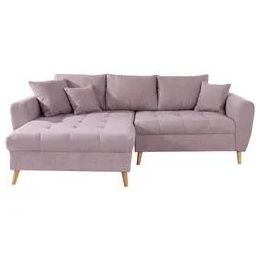 Ecksofa Home Affaire "Blackburn II, L-Form" Sofas Gr. B/H/T: 246cm x 90cm x 170cm, Luxus-Microfaser weich, Recamiere links, rosa (flamingo) Mit Kaltschaumpolsterung bis 140 kg belastbar