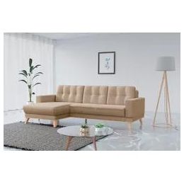 Sit & More Ecksofa SIT & MORE "Lavida L-Form" Sofas Gr. B/H/T: 279cm x 90cm x 167cm, Flachgewebe, Recamiere links, mit Kipper-mit Bettkasten-3 Rückenkissen-belastbar bis 495 kg, beige (nature) wahlweise mit Kippfunktion und Bettkasten