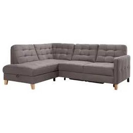 Ecksofa exxpo - SOFA FASHION "Elio, kompakt und komfortabel, bequem, zeitloses Design, L-Form" Sofas Gr. B/H/T: 228cm x 84cm x 174cm, Luxus-Kunstleder, Ottomane links, ohne Bettfunktion und Bettkasten, braun wahlweise mit Bettfunktion und Bettkasten